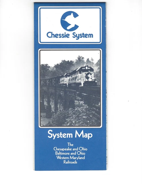 1978 CHESSIE SYSTEM Railroads Map - New, Never Used C&O, B&O, Western ...