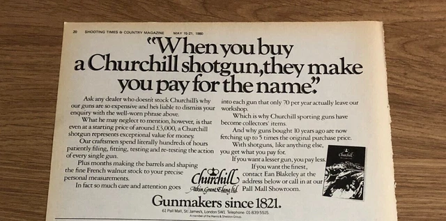 (ST/PUN35) ADVERT 5X8& Churchill. Atkin. Grant & Lang Gunmakers Since ...
