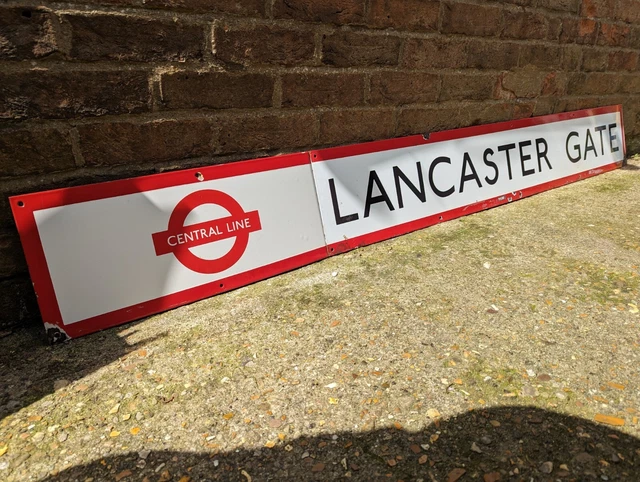 GENUINE TFL LONDON Underground Enamel Sign Central Line Lancaster Gate ...