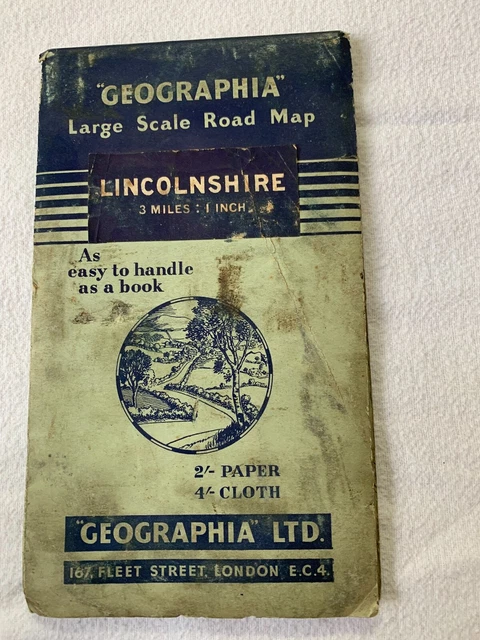 & GEOGRAPHIA & LARGE SCALE ROAD MAP LINCOLNSHIRE 3 MILES : 1 INCH On ...