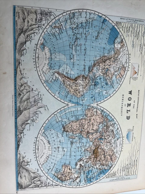 1902: MAP OF Europe & Geographical Map Of The World In Hemisphere WW ...