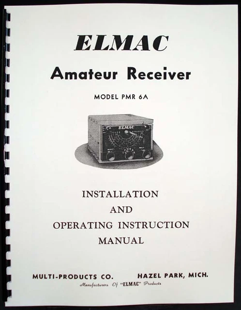 MANUEL DU RÉCEPTEUR radio Multi-Elmac Elmac PMR-6A PMR6A Amètre EUR 13 ...