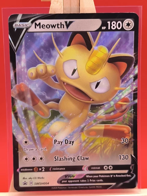 MEOWTH V SWSH004 Sword & Shield Ultra Rare Holo Promo Pokemon Card ...