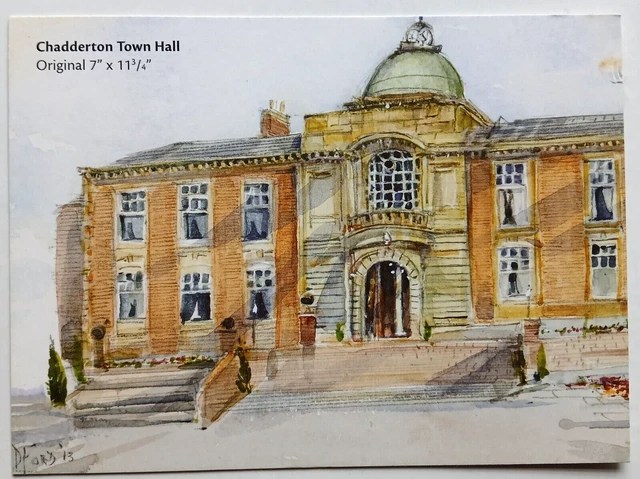 CHADDERTON TOWN HALL Oldham David Ford Art Postcard ( 140 x 105 mm ) £3 ...