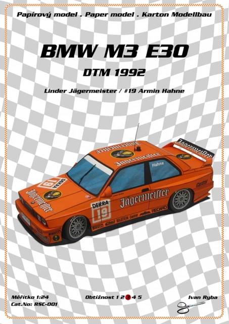 RSC-001 BMW M3 E30 DTM 1992 Linder Jägermeister Hahne paper model ...