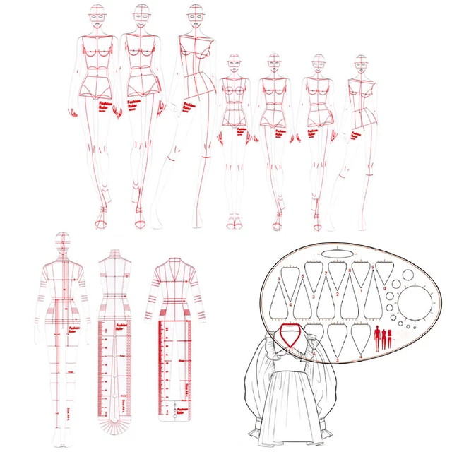 11 MODELS FASHION Illustration Rulers, Fashion Drawing Template Ruler ...