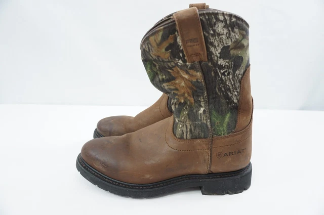 ARIAT GROUNDBREAKER USED Men 10 Pull On Brown Real Tree Xtra Work Boots ...