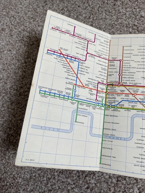 1959 (359/582Z/500,000) LONDON Underground Tube Map Pocket Diagram H.C ...