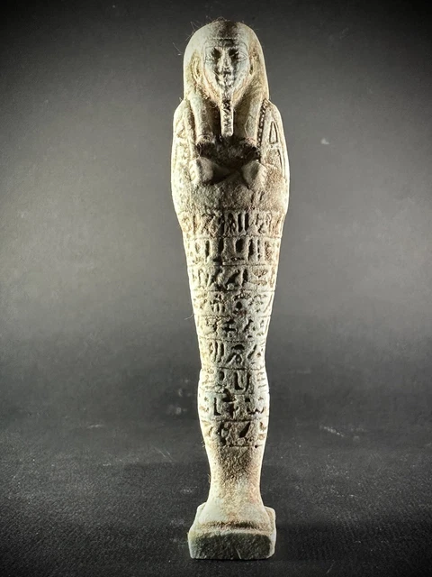 ANCIENT EGYPTIAN FAIENCE Shabti Mummy Figurine With Hieroglyphics ...