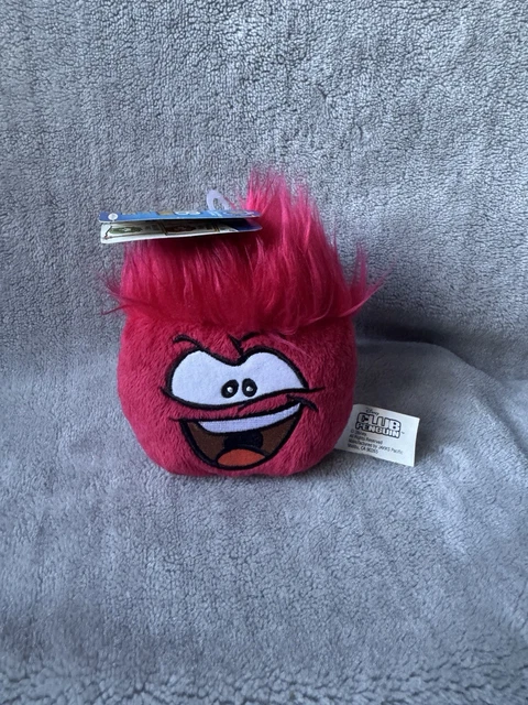 DISNEY CLUB PENGUIN Red Spikey Hair Puffle Retired Soft Plush Toy 15cm ...