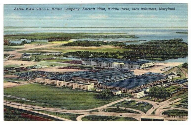 AERIAL VIEW GLENN L Martin Company Aircraft Plant Baltimore Maryland MD ...