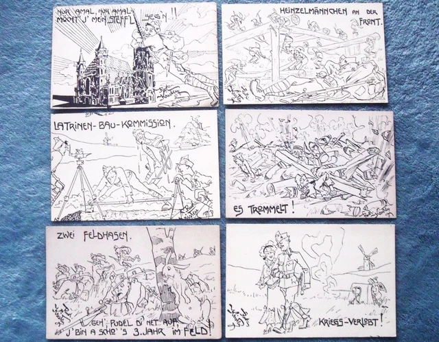 COLLECTION X6 FIRST World War German Military Comic Postcards WW1 £0.99 ...