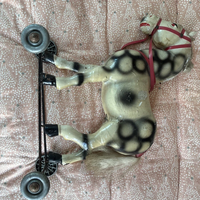 PAIRE DE CHEVAUX à traîner en papier maché Clerc EUR 90,00 - PicClick FR