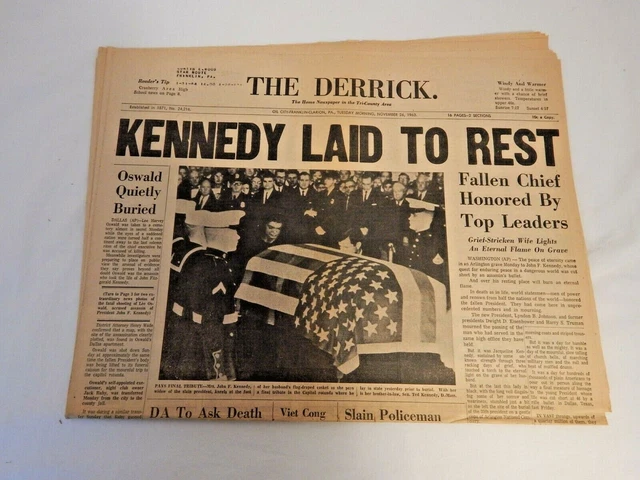 VINTAGE NEWSPAPER 1963 President Jfk Assassination Kennedy Laid To Rest ...