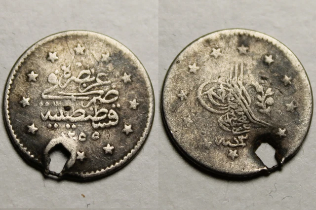 ABDUL MEJID/RARE PIÈCE d'argent islamique authentique/ottoman/Turquie ...