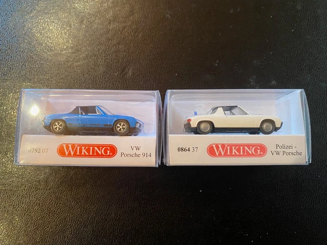 2X WIKING 1:87, VW Porsche 914 Blau 0792 07 u. Polizei-Porsche Weiß ...