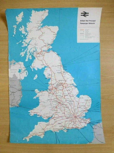 BRITISH RAIL PRINCIPAL Passenger Network 1976 Map Poster, large BR ...