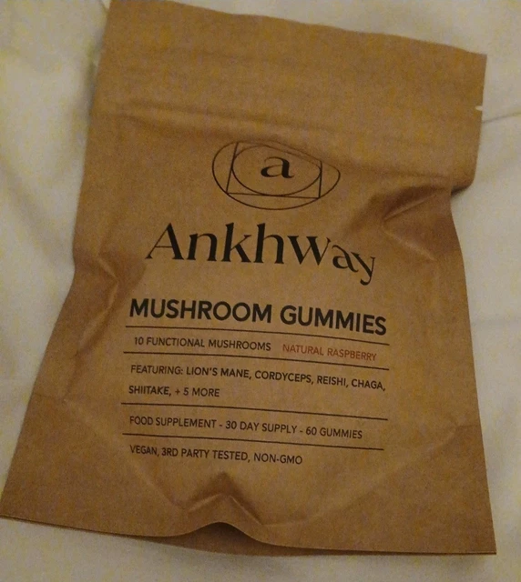 ~ ANKHWAY MUSHROOM GUMMIES ~ 60 Vegan. 1 x BRAND NEW & SEALED POUCH EXP ...