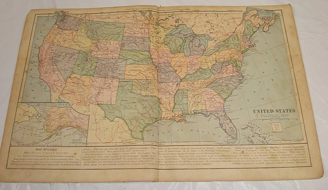 1899 MAURY FARBKARTE/VEREINIGTE STAATEN PHYSISCHE KARTE (Berge usw ...