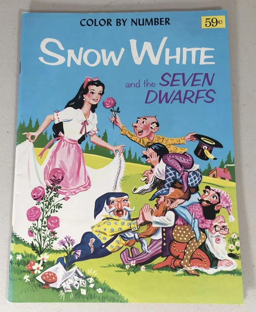 VINTAGE COLOR BY Numbers Coloring Book “Snow White and the Seven Dwarfs ...