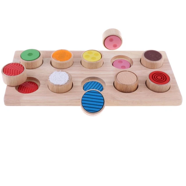 WOODEN TEXTURES TACTILE Matching Board Sensory Memory Game for Baby ...
