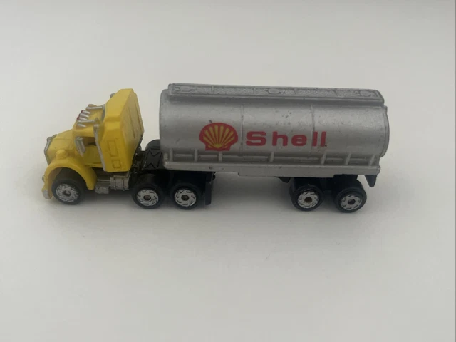 VINTAGE MICRO MACHINES Galoob 1992 Yellow Shell Fuel Tanker Semi Truck ...