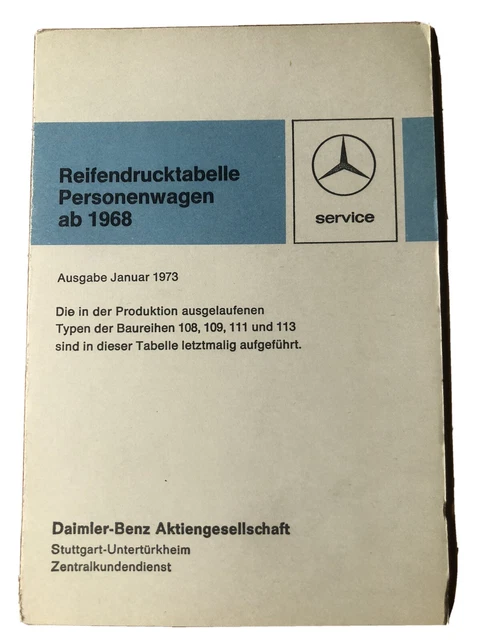 Reifendrucktabelle Mercedes Benz