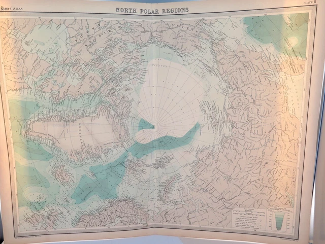 .1922 RARE LARGE MAP of THE NORTH POLE REGION. GREAT CONDITION. $129.00 ...
