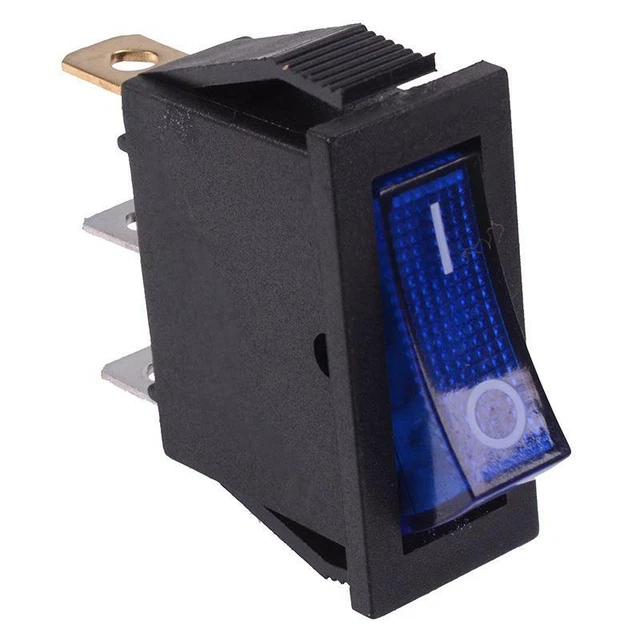 BLUE ON-OFF ILLUMINATED Rectangle Rocker Switch SPST 230V $27.71 ...