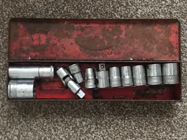 GENUINE BRITISH BRITOOL Vintage Socket Set in Metal case Ready to Work ...