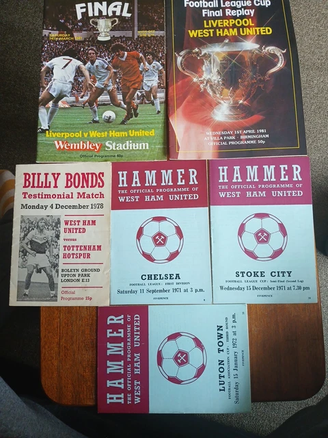 A SELECTION OF West Ham Programmes From The 1970s and 1980s In Good ...
