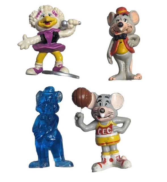 LOT OF 4 CHUCK E CHEESE Showbiz Pizza Time Theatre 80's Vintage PVC ...