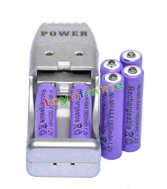 6 XAAA 3A 1800mah1.2V NiMH rechargeable battery Purple+USB Charger EUR ...