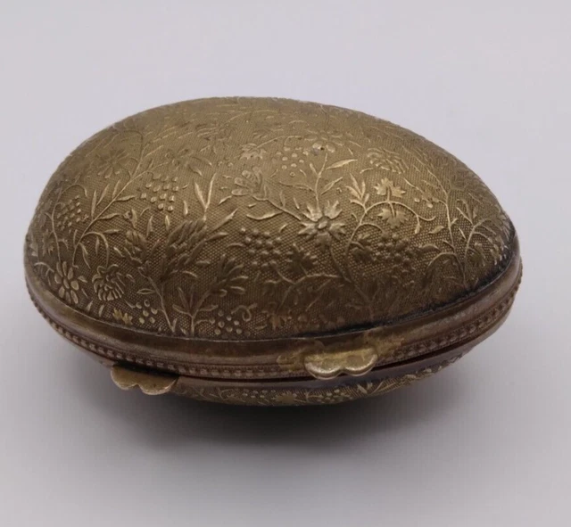 RARE! VICTORIAN EGG FORM THIMBLE BOX CIRCA 1890's WITH SILVER THIMBLE ...