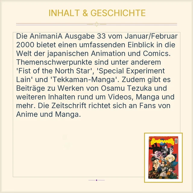 ANIMANIA 33 ZEITSCHRIFT 2000 Anime Manga Fist of the North Star Lain ...