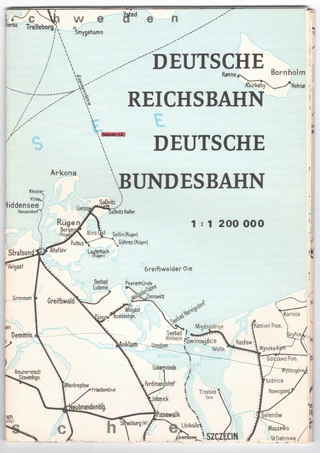 ALTE STRECKENKARTE &DEUTSCHE Reichsbahn-Deutsche Bundesbahn", Eisenbahn ...