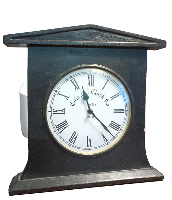 VINTAGE BUBBLE GLASS Colonial Clock Co. Estb. 1870 Wooden India Clock 8 ...