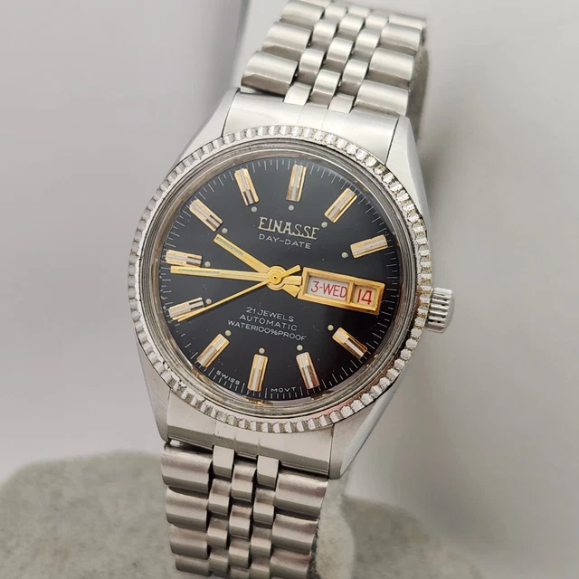 VINTAGE FINASSE HERREN Automatikuhr Tag/Datum Ronda 1219-21 Schweiz ...