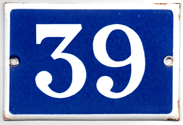 OLD BLUE FRENCH house number 39 door gate plate plaque enamel steel ...