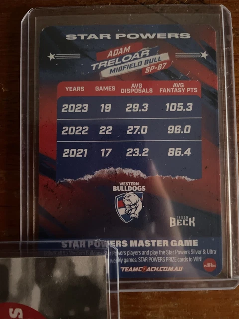 2024 AFL TEAMCOACH Star Powers Neon Adam Treloar Western Bulldogs SP-87 ...