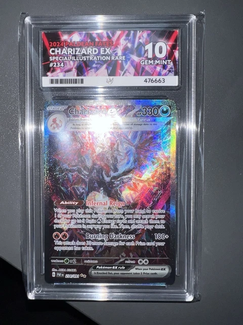 POKÉMON TCG CHARIZARD EX Paldean Fates Sir Ace 10 Gem Mint 234/091 £415 ...