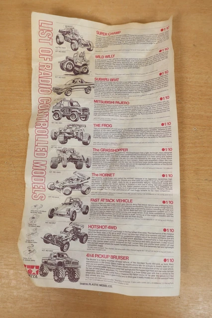 VINTAGE TAMIYA LIST of Radio Controlled Models Catalogue 1980s Tank Fox ...