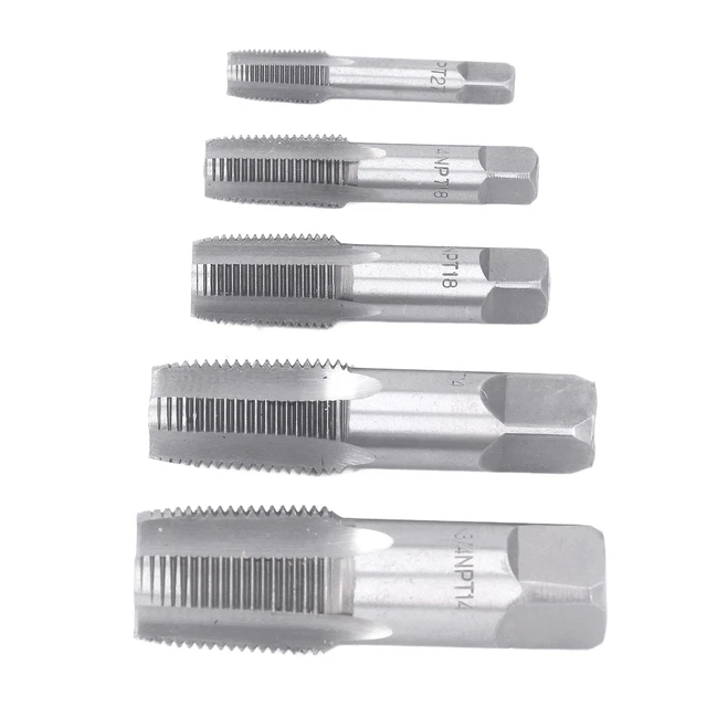 5 PIECE NPT Pipe Tap Set Sizes Included 3/4 1/2 3/8 1/4 1/8inch NPT ...