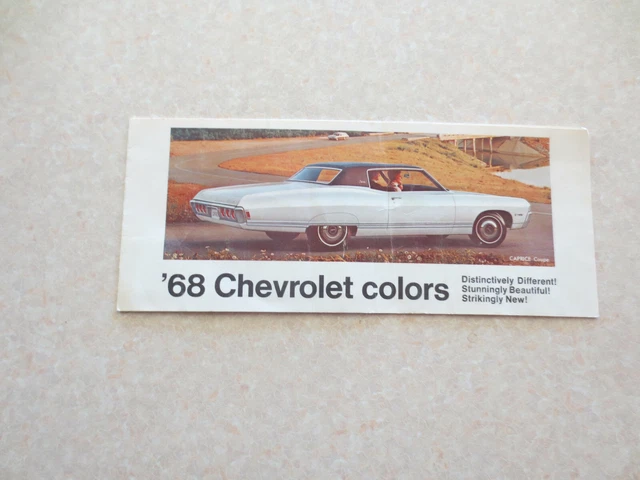 ORIGINAL 1968 CHEVROLET cars exterior colour chart brochure - USA EUR ...