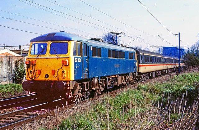 ORIGINAL 35MM RAIL Slide Class 87 87101 Coventry 17 2 1990 WCML ...