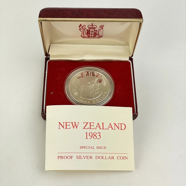 NEW ZEALAND 1983 Proof Silver $1 One Dollar Coin Cased Royal Visit £29. ...