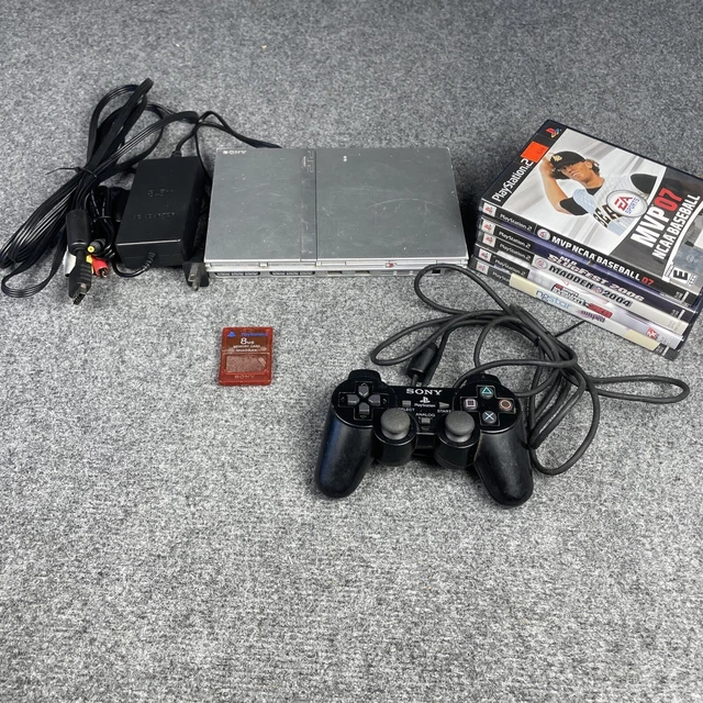 SONY PLAYSTATION 2 PS2 Slim Silver SCPH-79001 W/ Controller, Memory ...