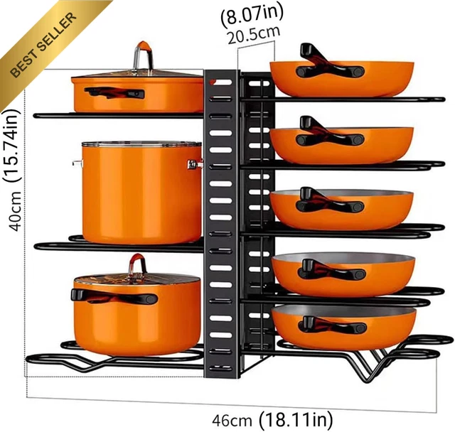 MULTI-LAYER POT RACK – Adjustable Kitchen Pot Lid Storage Rack ...