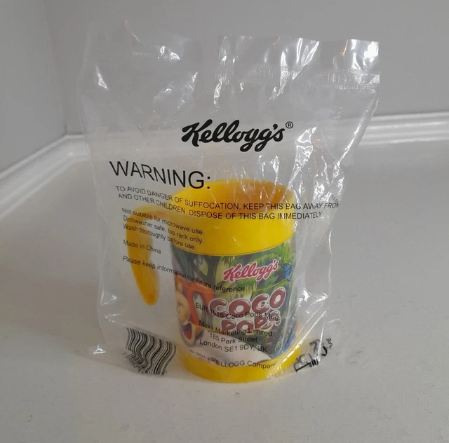 RARE NEW SEALED Kelloggs Coco Pops Monkey Yellow Plastic Drinks Mug Cup ...