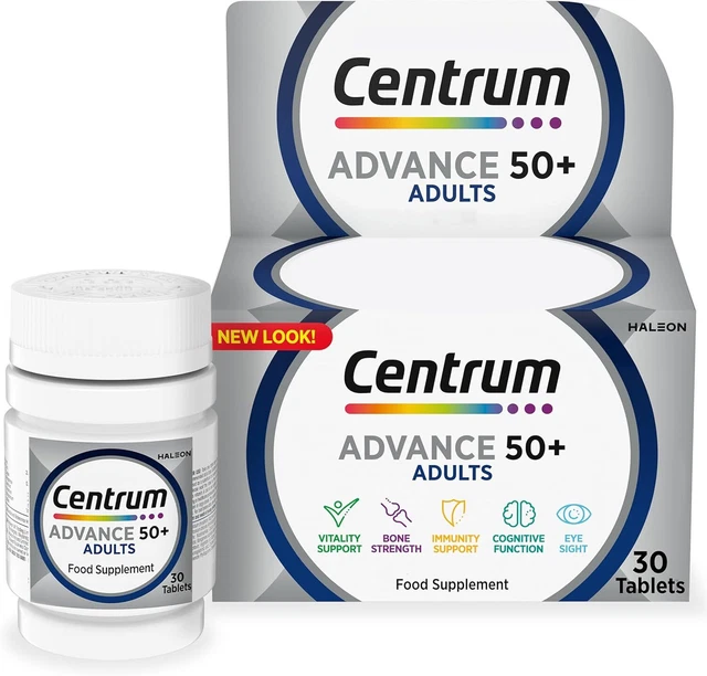 CENTRUM ADVANCE 50+ Tablets Multivitamin & Mineral Supplements 30Tab £6 ...